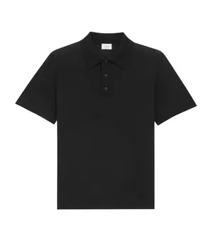 Saint Laurent Wool Cassandre Polo Shirt - Black