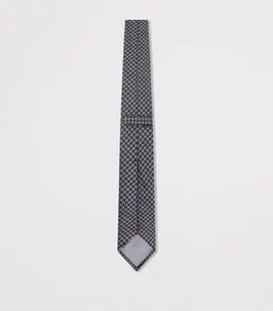 TOM FORD Silk Pied De Poule Neck Tie - Grey