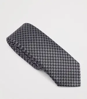 TOM FORD Silk Pied De Poule Neck Tie - Grey