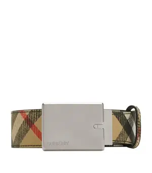 Burberry Leather Check Reversible Belt - Beige