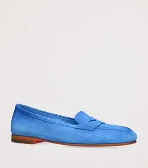 Santoni Suede Carla Loafers - Blue