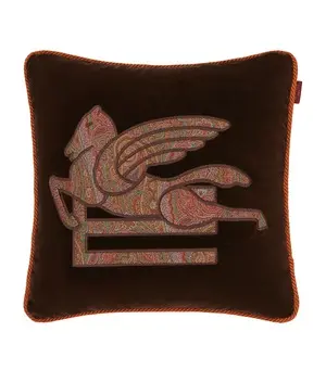 Etro Cotton Embroidered Somerset Cushion - Brown