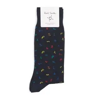 Paul Smith Cotton-blend Jacquard Socks - Blue