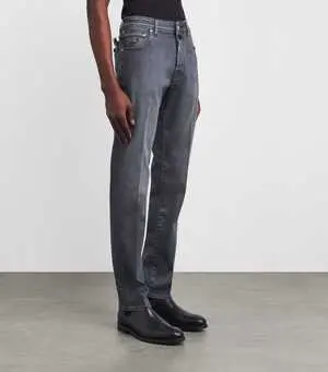 Jacob Cohen Slim Bard Jeans With Ostrich Leather Patch