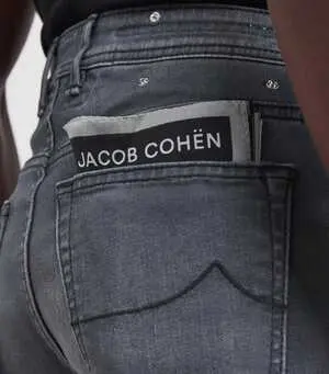 Jacob Cohen Slim Bard Jeans With Ostrich Leather Patch