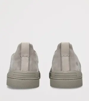 Zegna Crocodile Leather Triple Stitch Sneakers - Grey