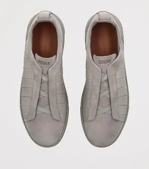 Zegna Crocodile Leather Triple Stitch Sneakers - Grey