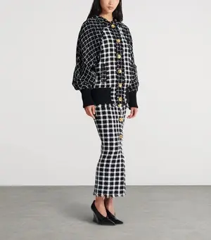 Balmain Tweed Bomber Jacket - Black