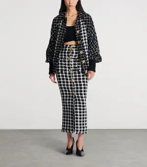Balmain Tweed Bomber Jacket - Black