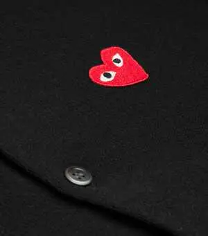 Play Comme Des Garcon Wool Heart Cardigan - Black