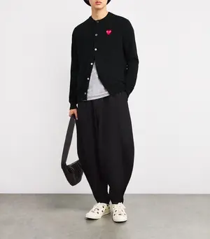 Play Comme Des Garcon Wool Heart Cardigan