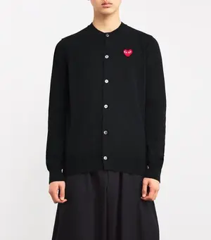 Play Comme Des Garcon Wool Heart Cardigan