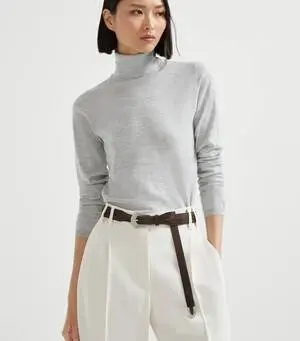 Brunello Cucinelli Cashmere-silk-blend Rollneck Sweater - Grey