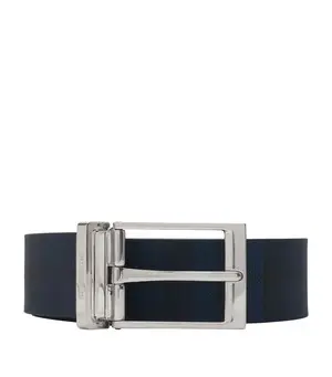Burberry Leather Check Reversible Belt - Navy