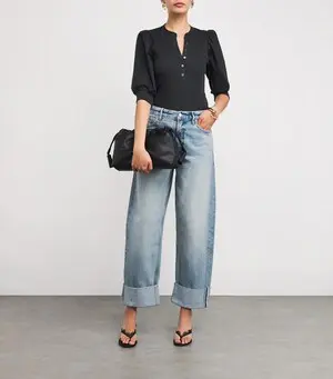 Veronica Beard Coralee Puff-sleeve Top - Black