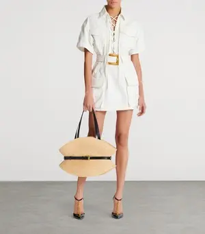 Balmain Cotton Belted Mini Shirt Dress