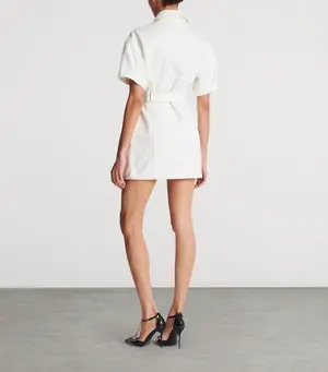 Balmain Cotton Belted Mini Shirt Dress