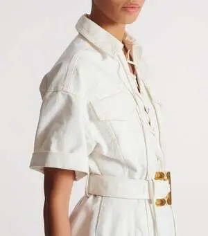 Balmain Cotton Belted Mini Shirt Dress