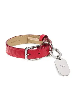 THE MARTHA, BY BACCARAT Leather Louxor Pet Collar - Clear