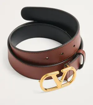 Valentino Garavani Vlogo Signature Leather Belt - Brown
