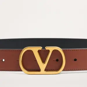 Valentino Garavani Vlogo Signature Leather Belt - Brown