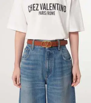 Valentino Garavani Vlogo Signature Leather Belt - Brown