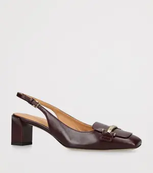 TOD'S Leather Slingback Pumps - Brown