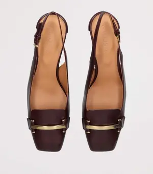 TOD'S Leather Slingback Pumps - Brown