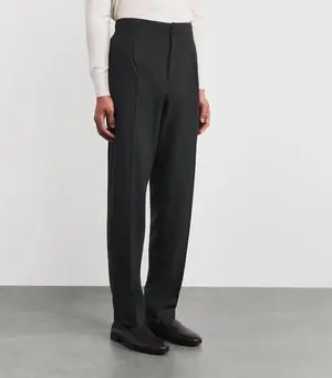 Isaia Wool-blend Pleated Trousers - Green