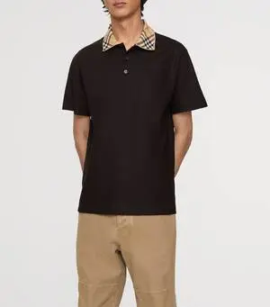 Burberry Cotton Check-collar Polo Shirt - Brown
