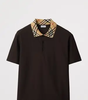 Burberry Cotton Check-collar Polo Shirt - Brown