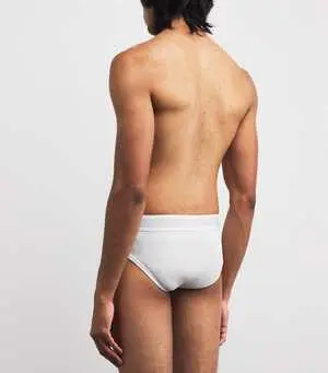 Emporio Armani Stretch-cotton Logo Briefs - White