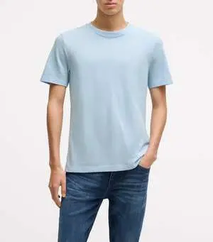 BOSS Cotton-blend Bubble-jacquard T-shirt - Blue