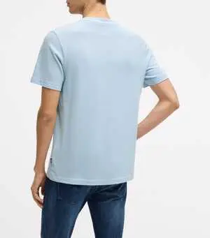 BOSS Cotton-blend Bubble-jacquard T-shirt - Blue