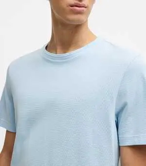 BOSS Cotton-blend Bubble-jacquard T-shirt - Blue