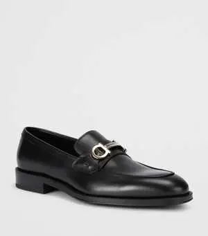 FERRAGAMO Leather Benedict Loafers - Black