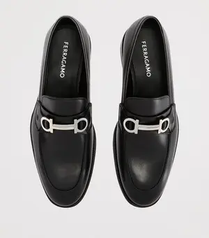 FERRAGAMO Leather Benedict Loafers - Black