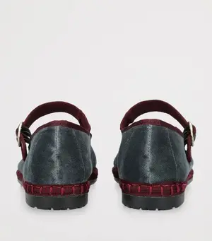 FLABELUS Velvet Georgina Mary Janes - Grey