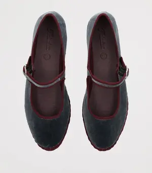 FLABELUS Velvet Georgina Mary Janes - Grey