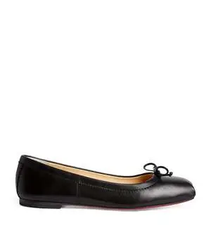 Women's Black Leather Ballet Flats