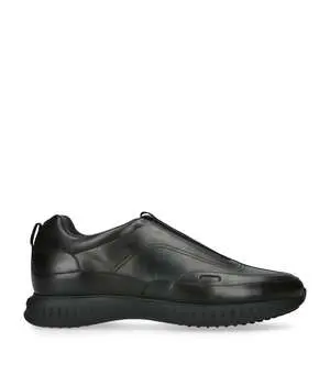John Lobb Leather Stream Laced Sneakers - Black