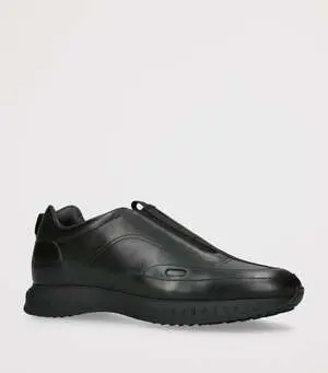 John Lobb Leather Stream Laced Sneakers - Black