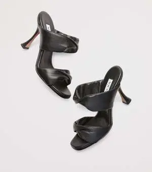 AQUAZZURA Leather Twist Heeled Sandals 95 - Black