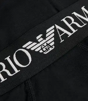 Emporio Armani Stretch-cotton Logo Trunks - Black