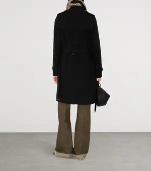 Burberry Gabardine Mid-length Kensington Heritage Trench Coat - Black