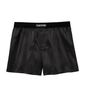 TOM FORD Stretch-silk Boxer Shorts - Black