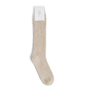 Eleventy Wool-blend Ribbed Socks - Beige
