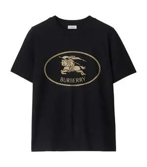 Burberry Cotton T-shirt With Knight Stamp - Black