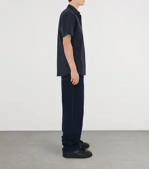 Burberry Stretch-cotton Ekd-embroidered Slim Shirt - Navy