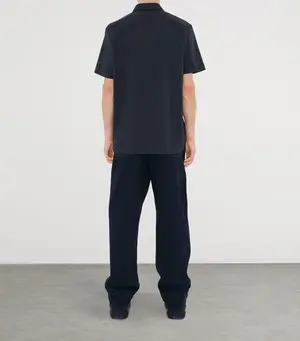 Burberry Stretch-cotton Ekd-embroidered Slim Shirt - Navy